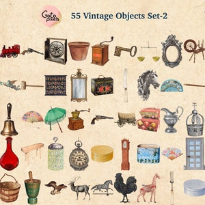 55 Old Things Clip Art - Vintage Antique Objects and Overlays in Png ...