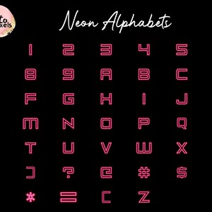 Pink Neon Alphabet Clipart, Neon Letters Clipart, Digital Neon Font ...
