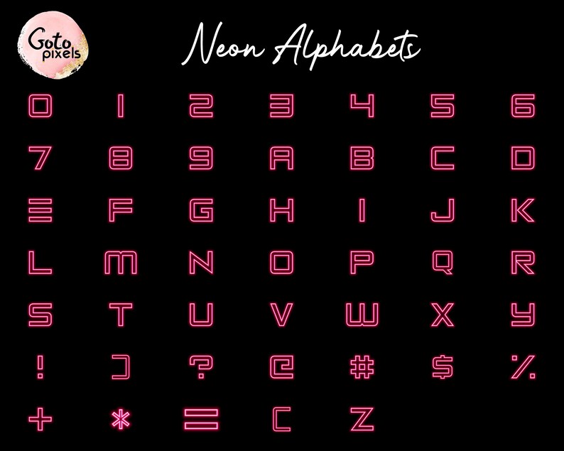 Pink Neon Alphabet Clipart Neon Letters Clipart Digital Neon - Etsy