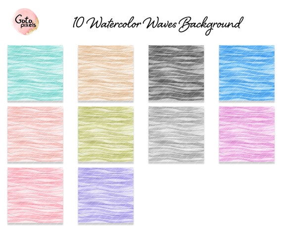 Watercolor stripes digital paper Waves pattern Hand painted Watercolor ...