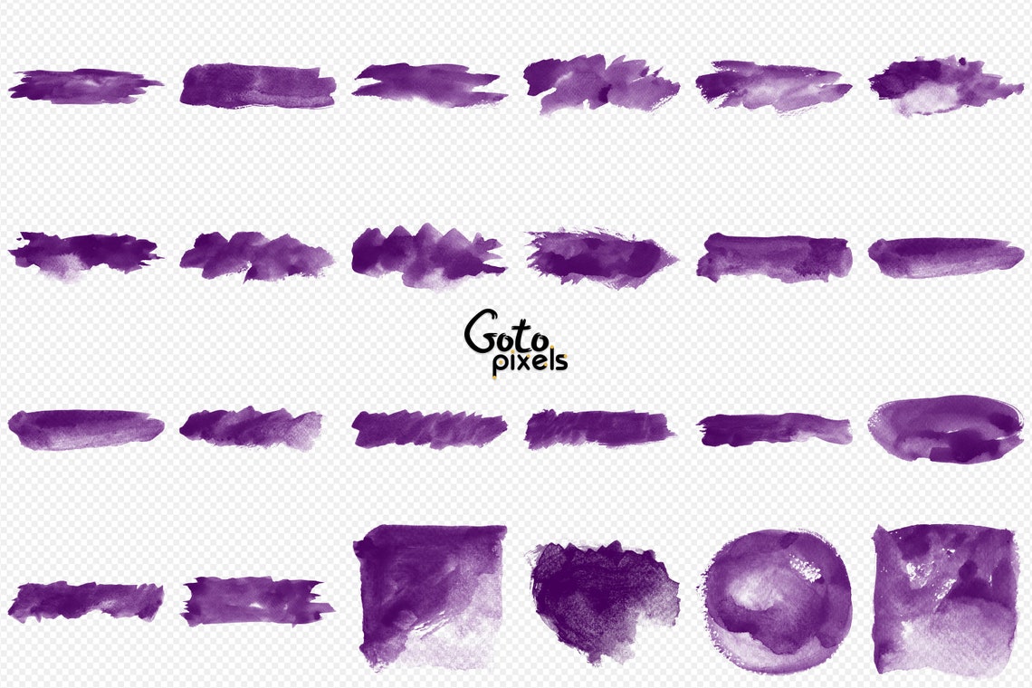 Purple Watercolor Brush Strokes Clipart Silver Glitter Brush - Etsy