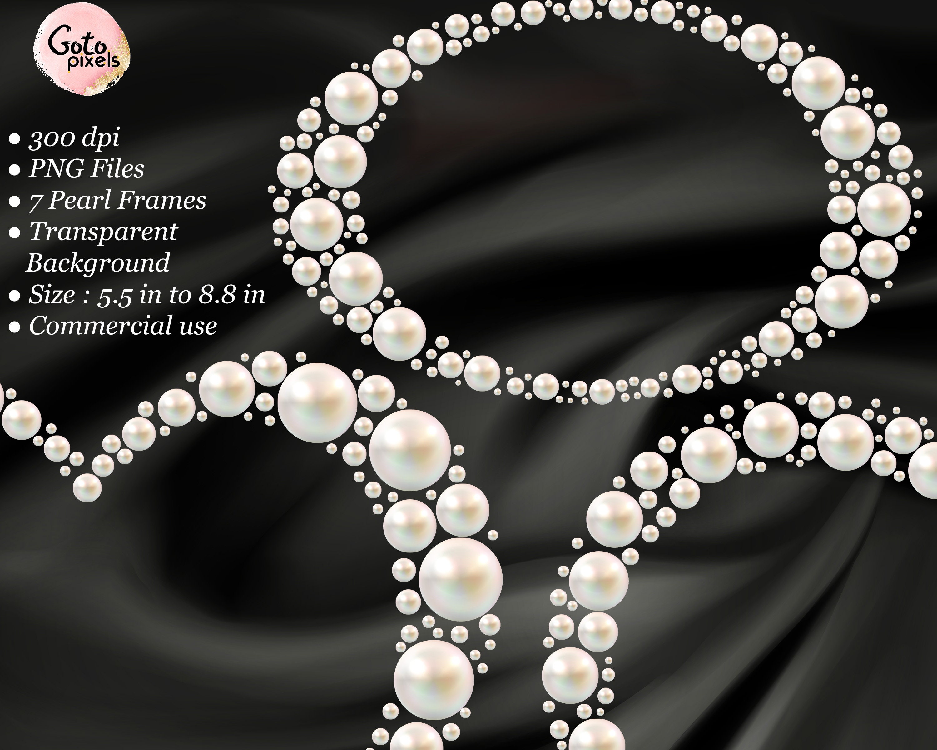 White Pearl Frame Clipart Pearl Borders Overlay Glitter Gems - Etsy UK