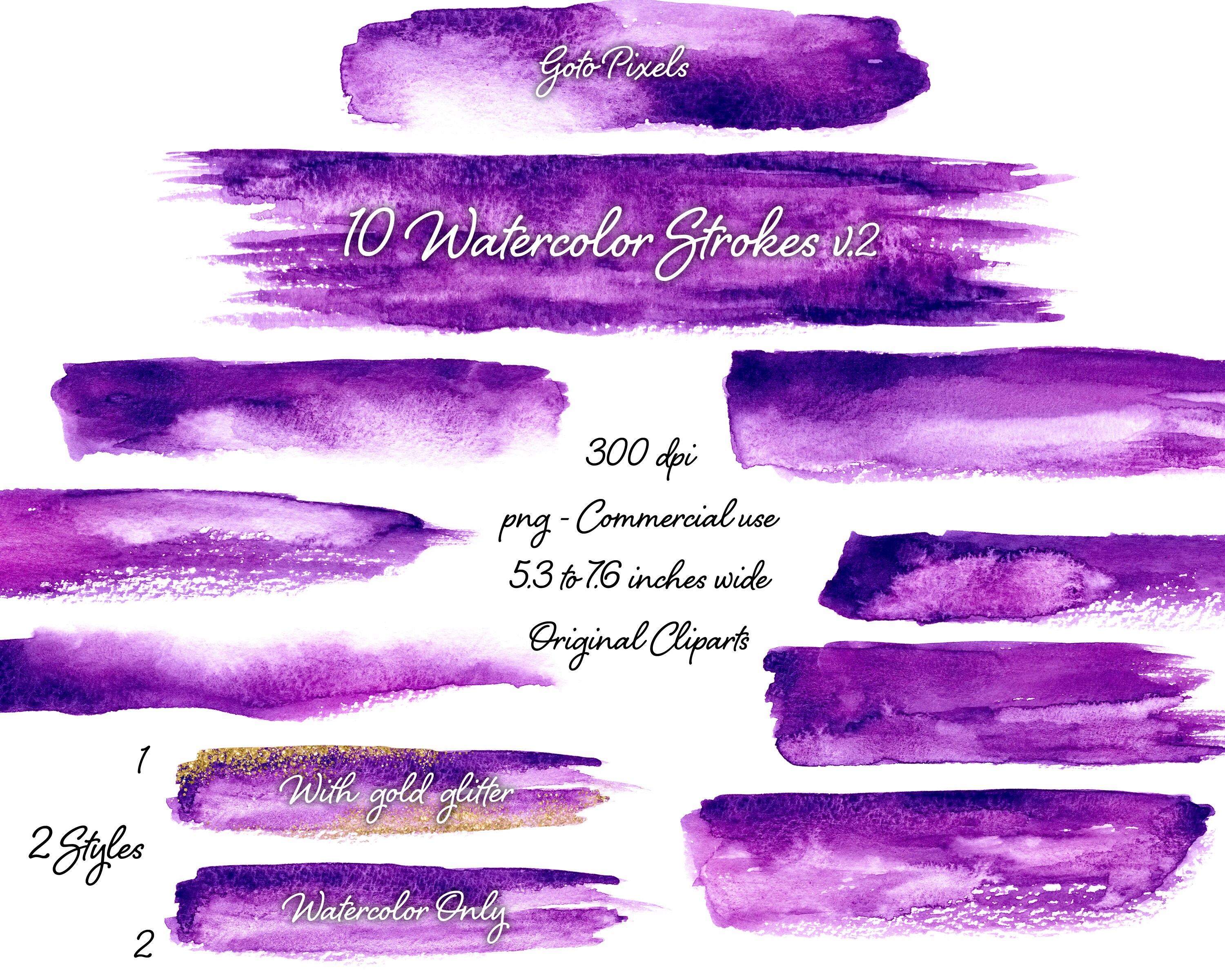Purple Watercolor Brush Strokes Purple Watercolor Clipart - Etsy