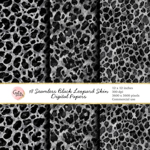 Black Leopard Print Seamless Pattern: Monotone Cheetah (digital ...