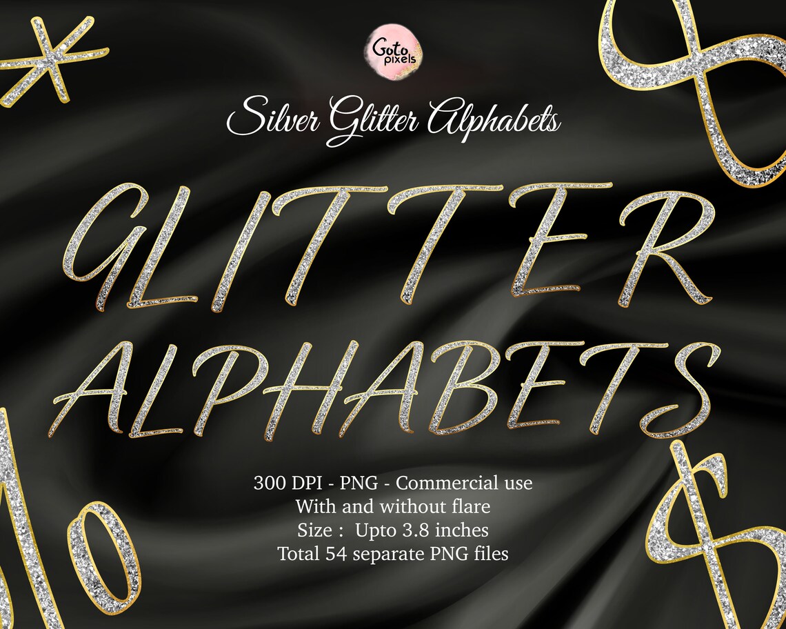 Glam Glitter Alphabet Digital Clipart PNG File Format. Letters - Etsy