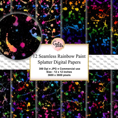 Pastel Paint Splatters Digital Paper Printable Scrapbook - Etsy