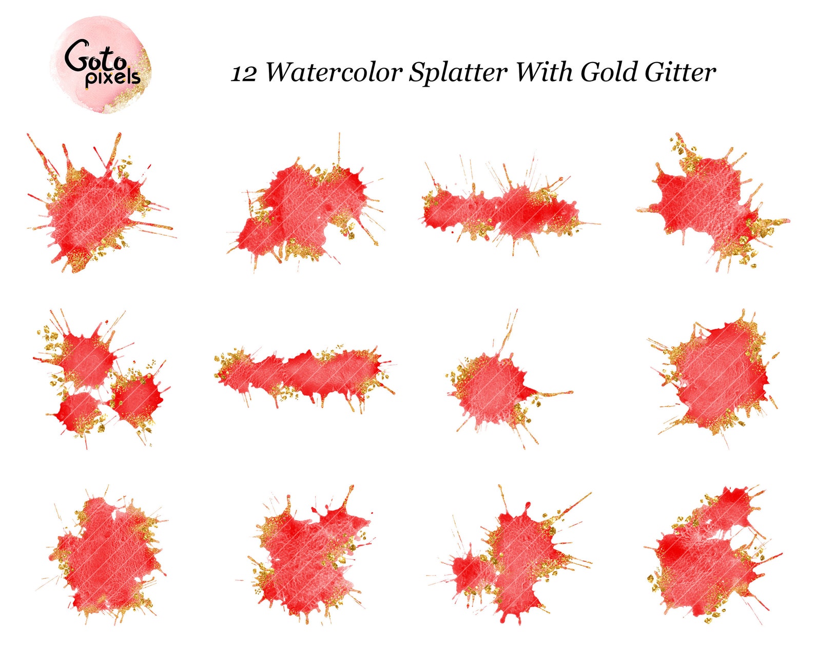 Red Watercolor Splatter Clipart Splashes and Splotches Clip | Etsy