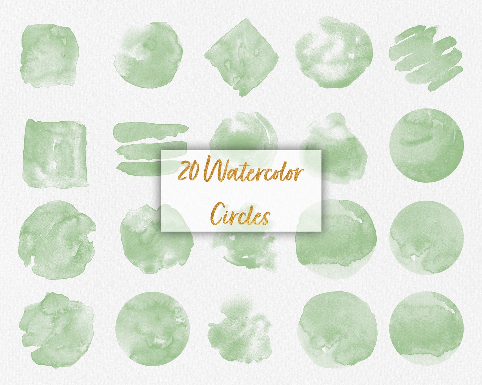 Gold Circles With Green Watercolor Watercolor Circles for - Etsy