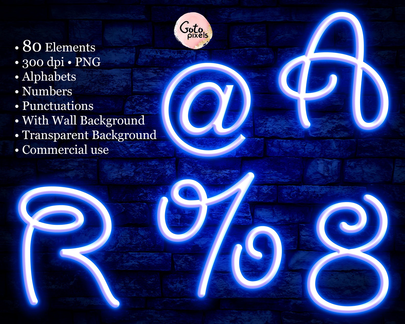 Blue Neon Alphabet Clipart Neon Letters Clipart Digital Neon - Etsy