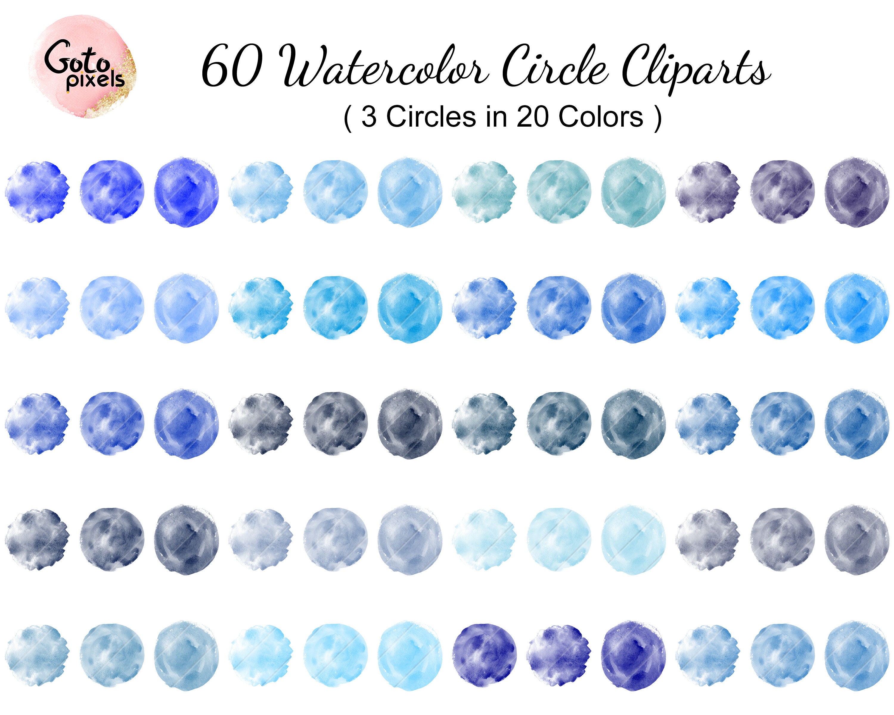 Blue Watercolor Circle Clipart Watercolor Circles for Logo - Etsy
