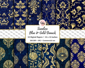 Gold Damask Paper | Etsy