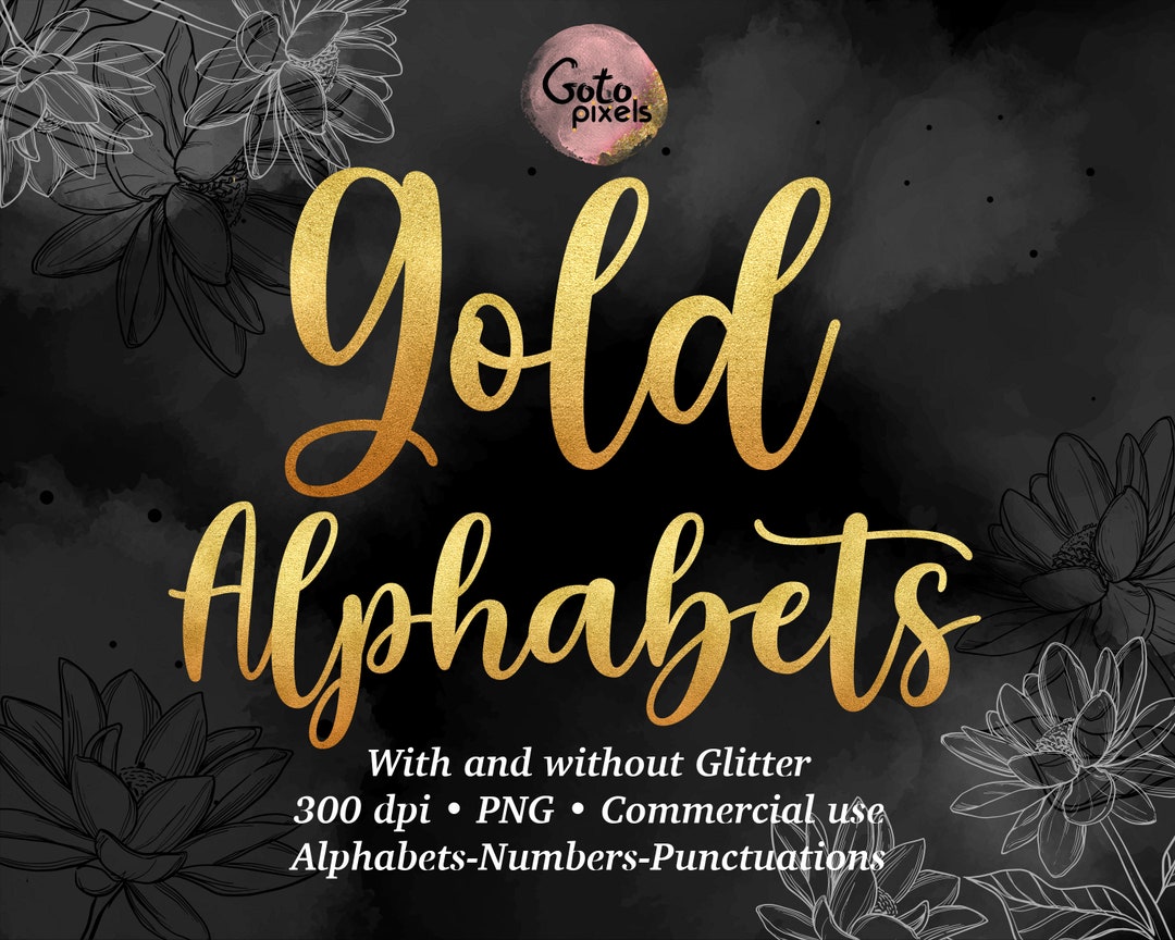 Gold Letters Clipart, Gold Glitter Ombre Alphabet Clipart, Gold Font ...