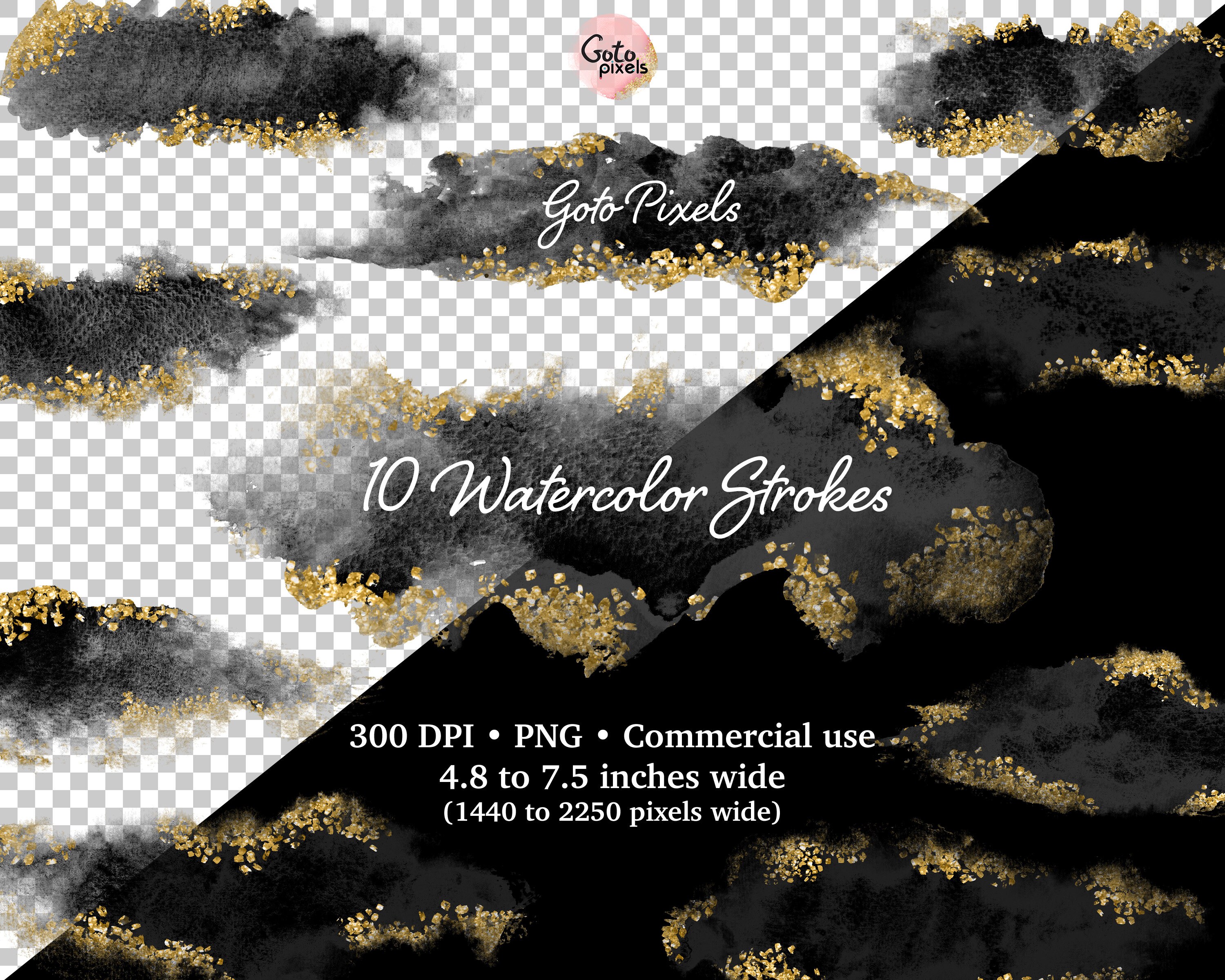 Black Watercolor Brush Strokes Black Watercolor Clipart - Etsy