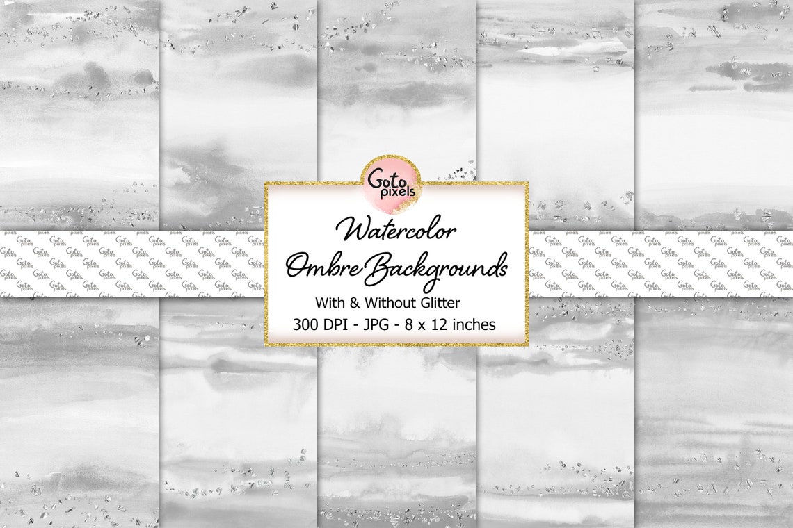Grey Watercolor Ombre Digital Paper Digital Paper - Etsy