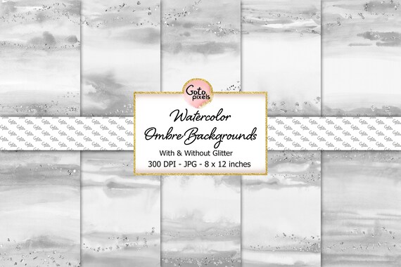 Grey Watercolor Ombre Digital Paper Digital Paper | Etsy