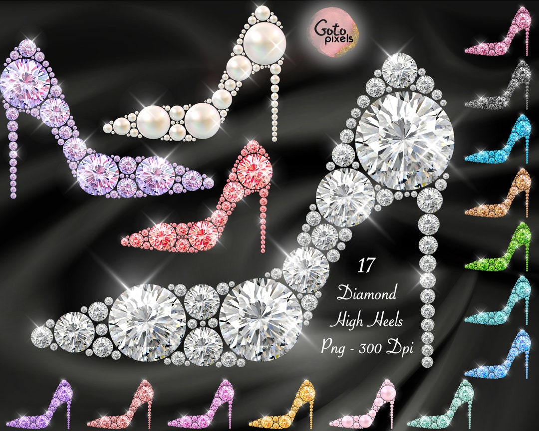 Diamond High Heel Clipart: Rhinestone Fashion Shoes (PNG Digital File) - Etsy