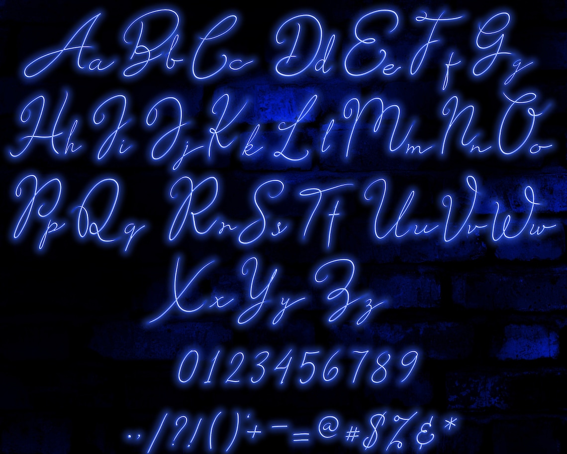 Blue Neon Alphabet Clipart Neon Letters Clipart Digital Neon - Etsy