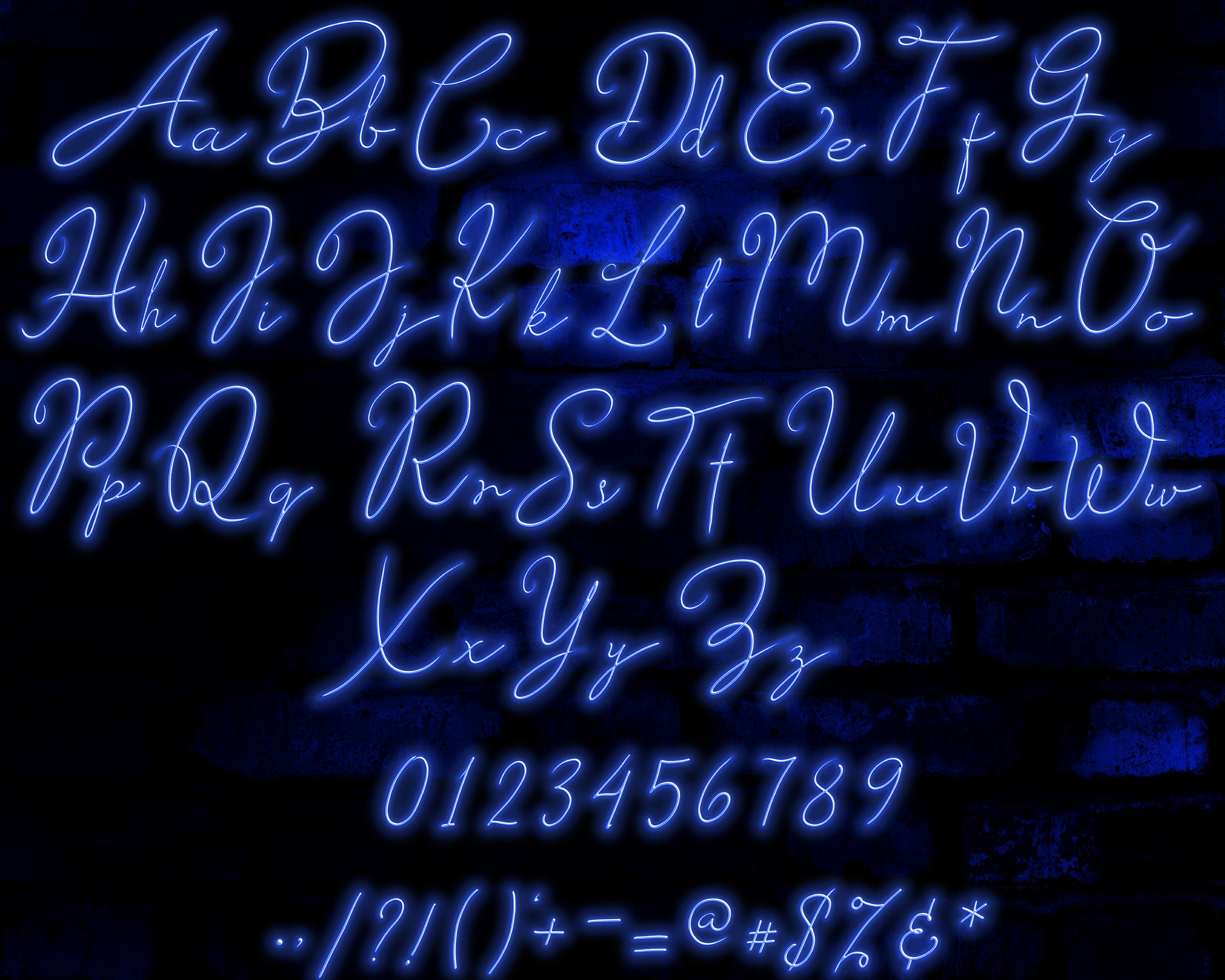 Blue Neon Alphabet Clipart Neon Letters Clipart Digital Neon - Etsy