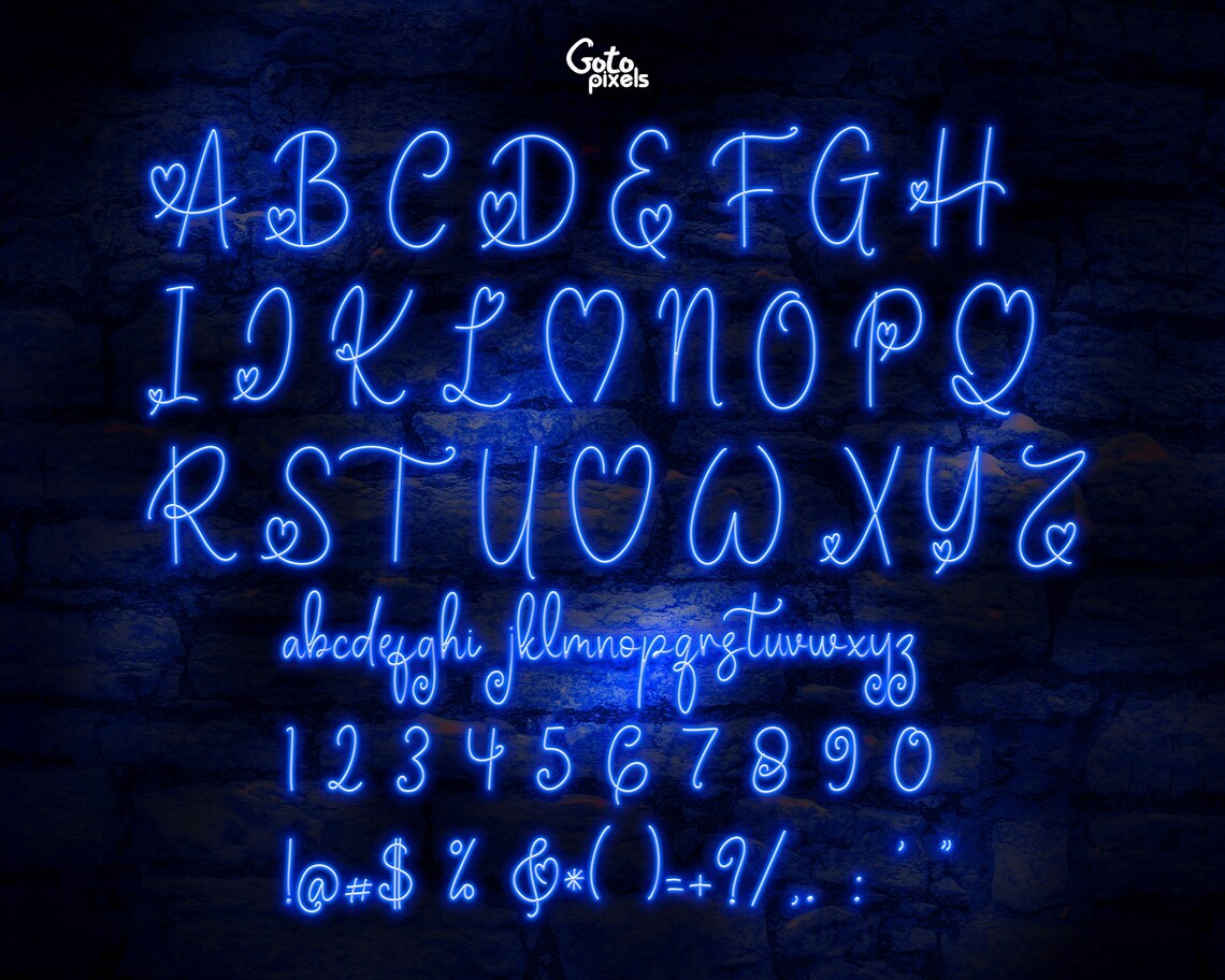 Neon Letters Clipart Blue Neon Alphabet Clipart Digital Neon - Etsy