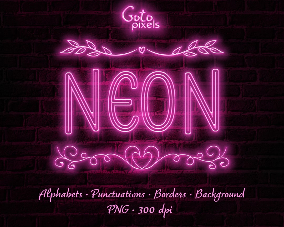Neon Letters Clipart, Pink Neon Alphabet Clipart, Digital Neon Font ...