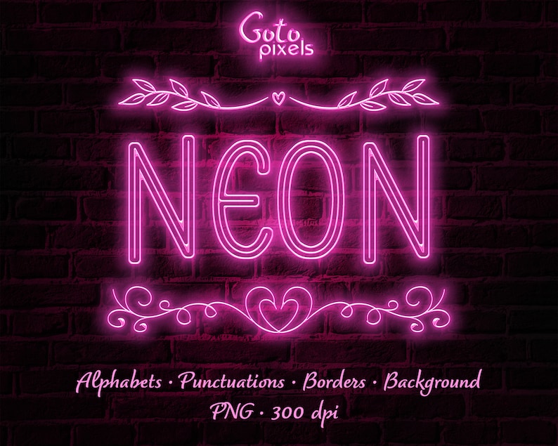 Neon Letters Clipart Pink Neon Alphabet Clipart Digital Neon - Etsy