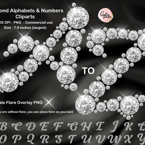 Alphabet Diamond & Gold PNG Files Digital Clip Art. Diamond - Etsy UK