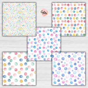 20 Watercolor Polka Dot Digital Paper, Coloful Polka Dots Pattern ...