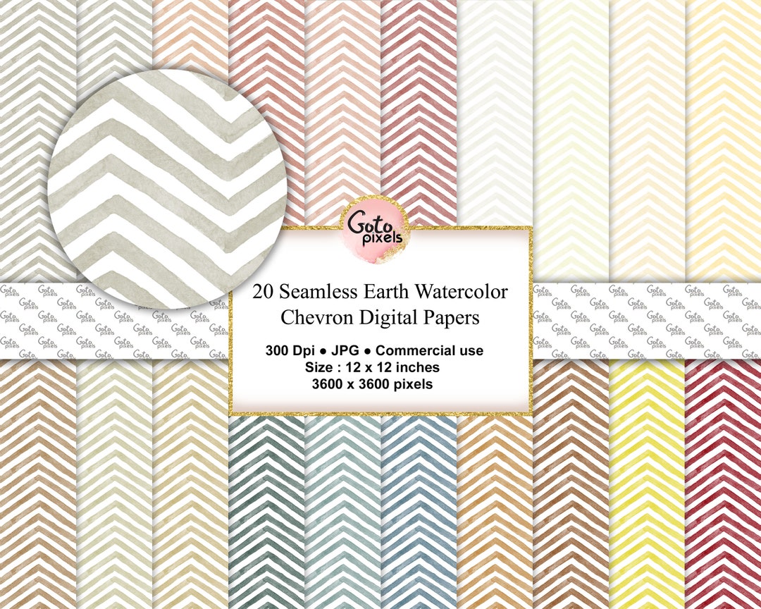 Earth Tone Watercolor Chevrons Digital Paper Download - Chevron ...