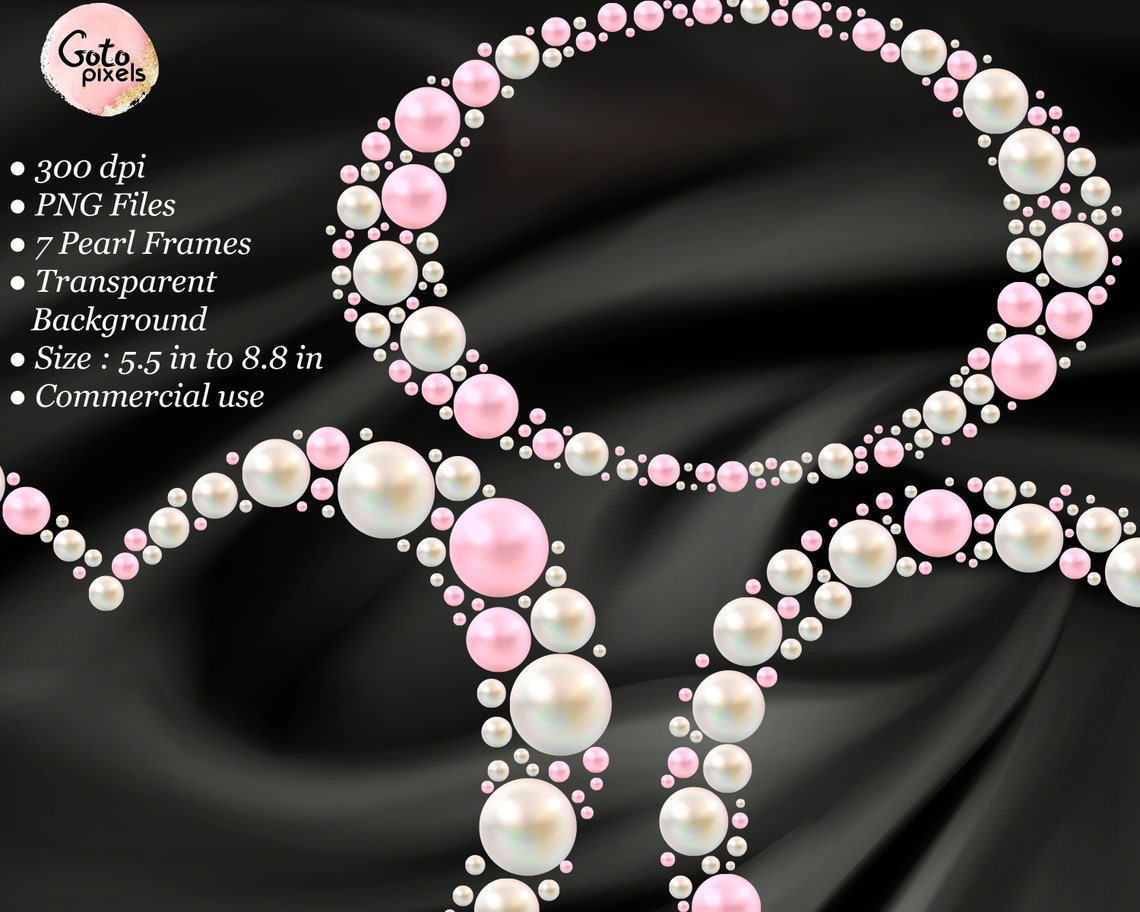 Pink Pearl Frame Clipart White Pearl Borders Overlay | Etsy