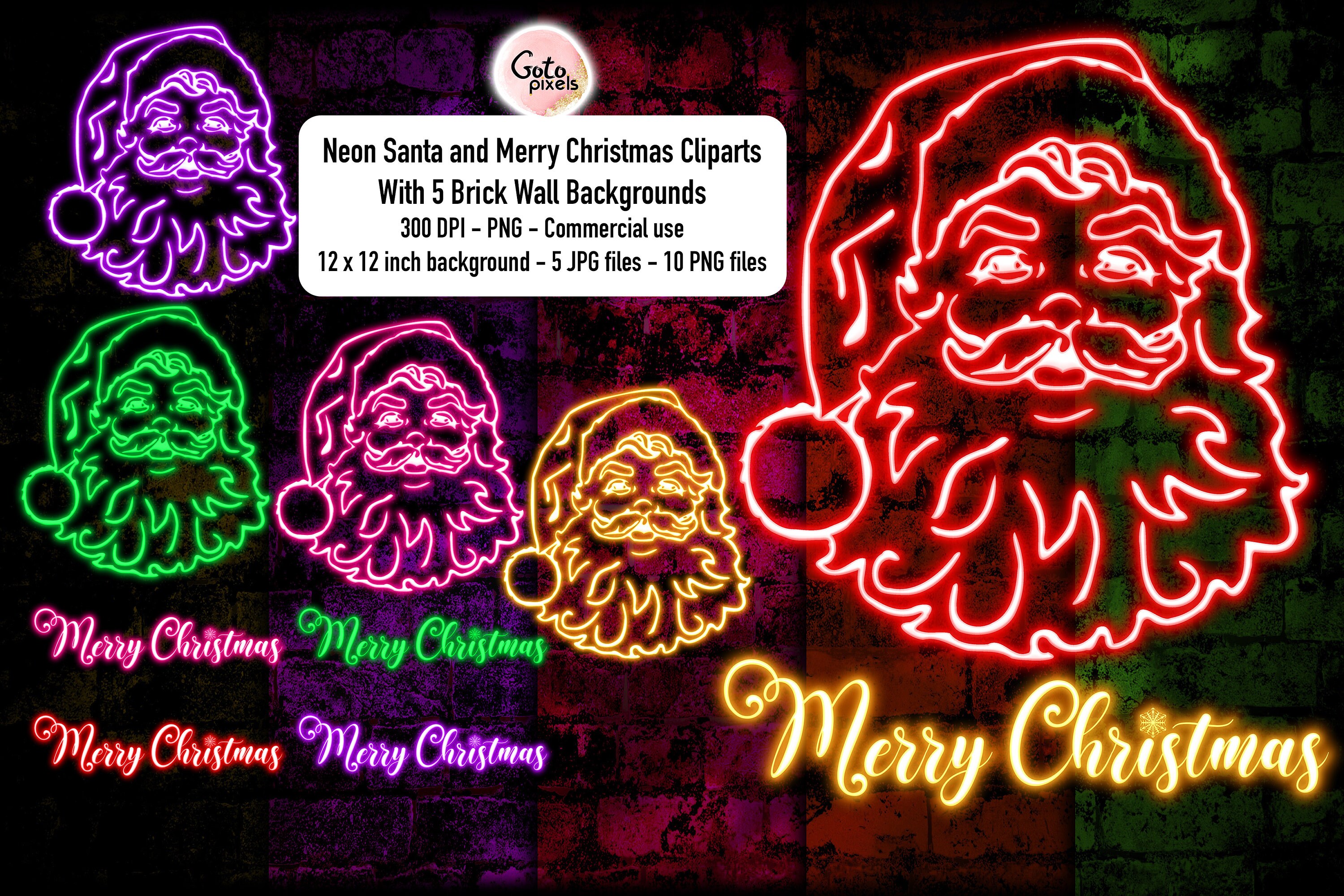Neon Vintage Christmas PNG Neon Santa Head Santa Face Png - Etsy