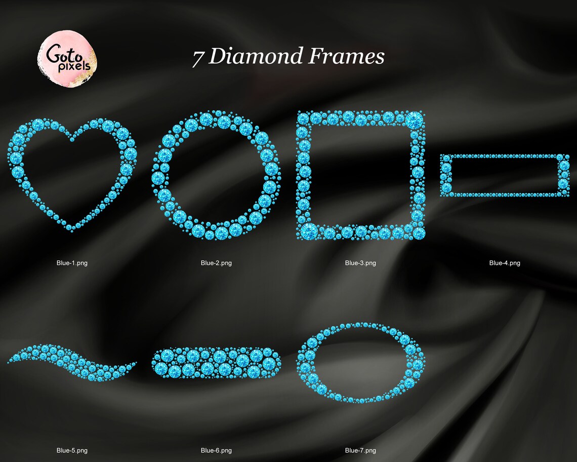 Blue Diamond Frame Clipart Blue Diamond Borders Overlay - Etsy