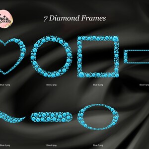 Blue Diamond Frame Clipart, Blue Diamond Borders Overlay, Glitter Gems ...
