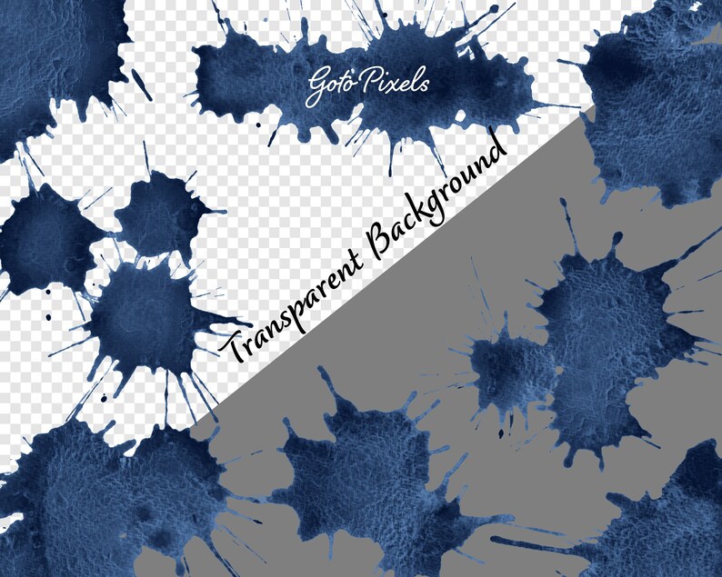 Navy Blue Watercolor Splatter Clipart Splashes and Splotches - Etsy