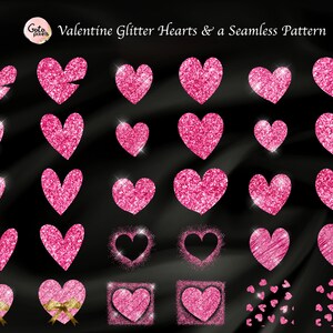 Pink Sparkling Glitter Heart Clip Art, Valentines Clipart, Love Clipart ...