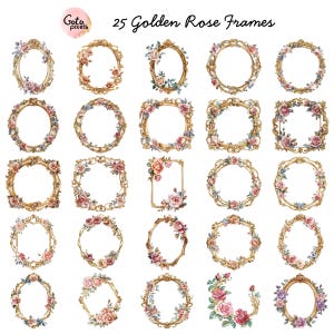 Rococo Pink Gold Frame: Baroque Border PNG Clipart (digital Download ...