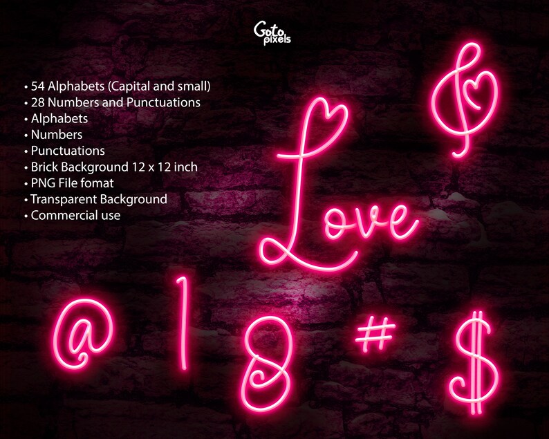 Neon Letters Clipart Pink Neon Alphabet Clipart Digital Neon | Etsy