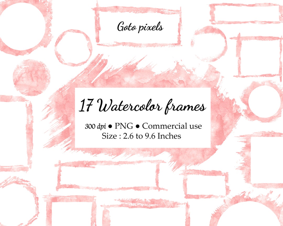 Watercolor Frames Clipart: Pink, Gold, Glitter (digital Download) - Etsy