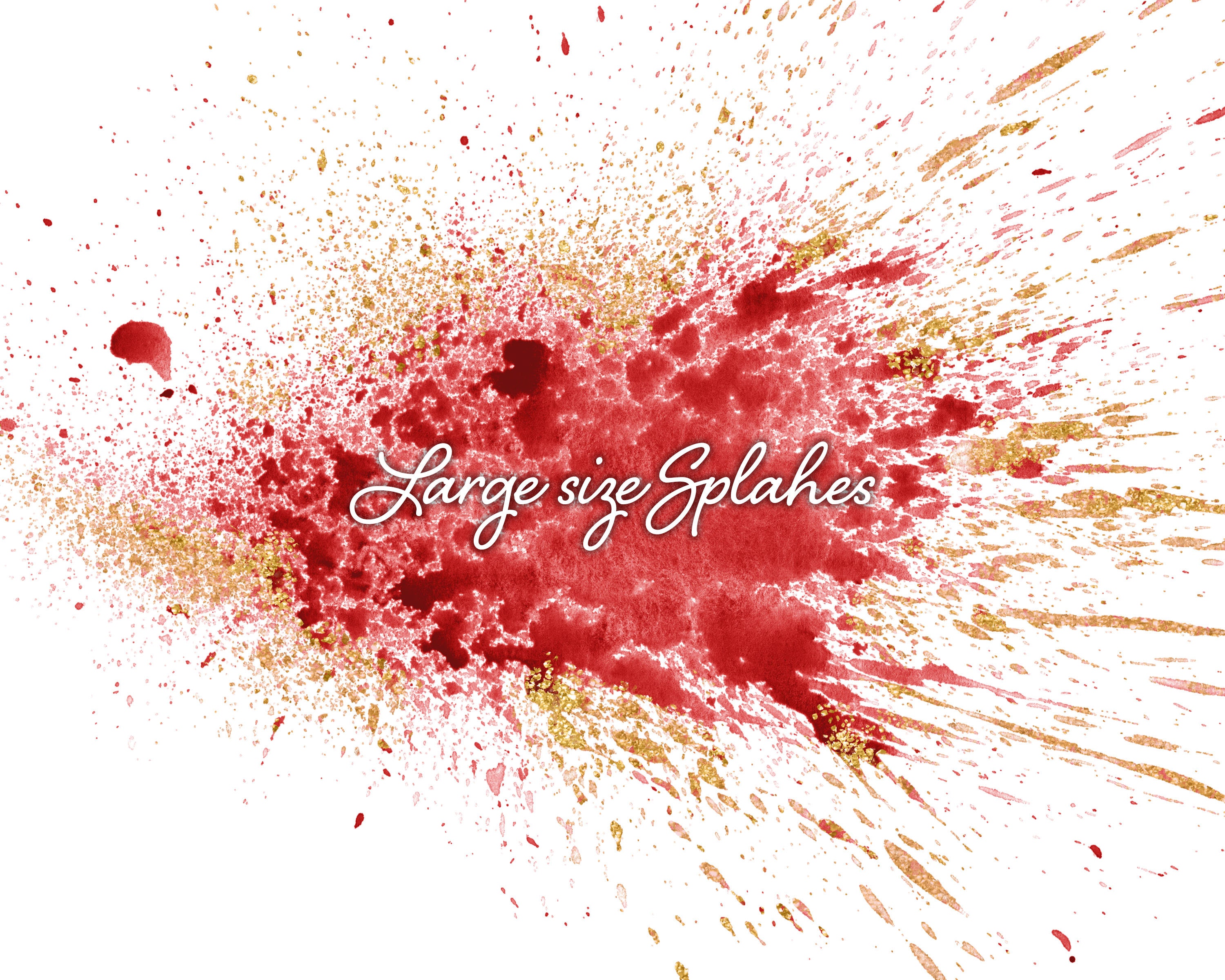 Red Watercolor Clipart With Gold Glitter Splashes and - Etsy