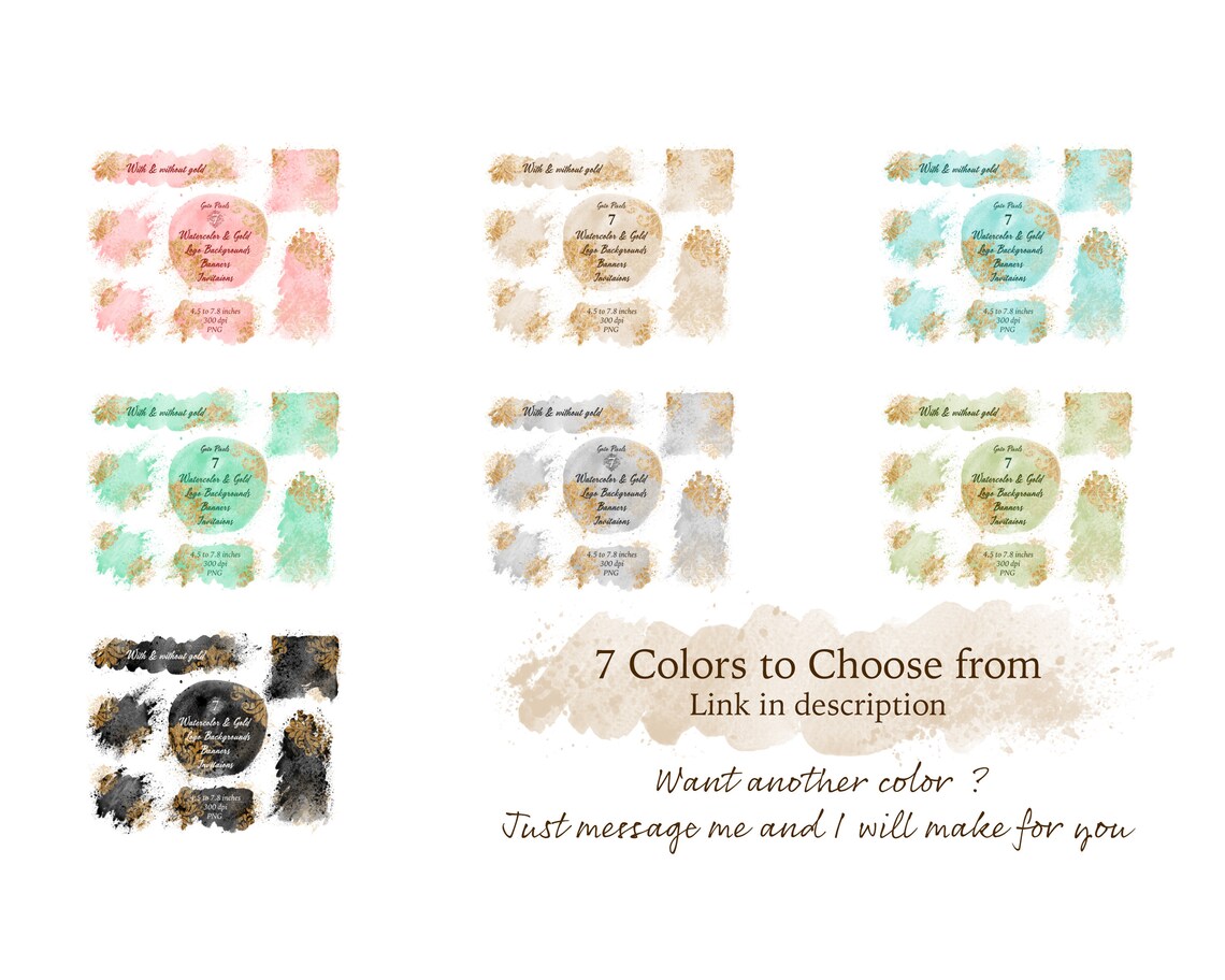 Beige Watercolor Splash With Gold Damask Beige Watercolor - Etsy