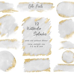 Grey Watercolor Glitter Clipart: Splashes & Splotches (digital PNG ...