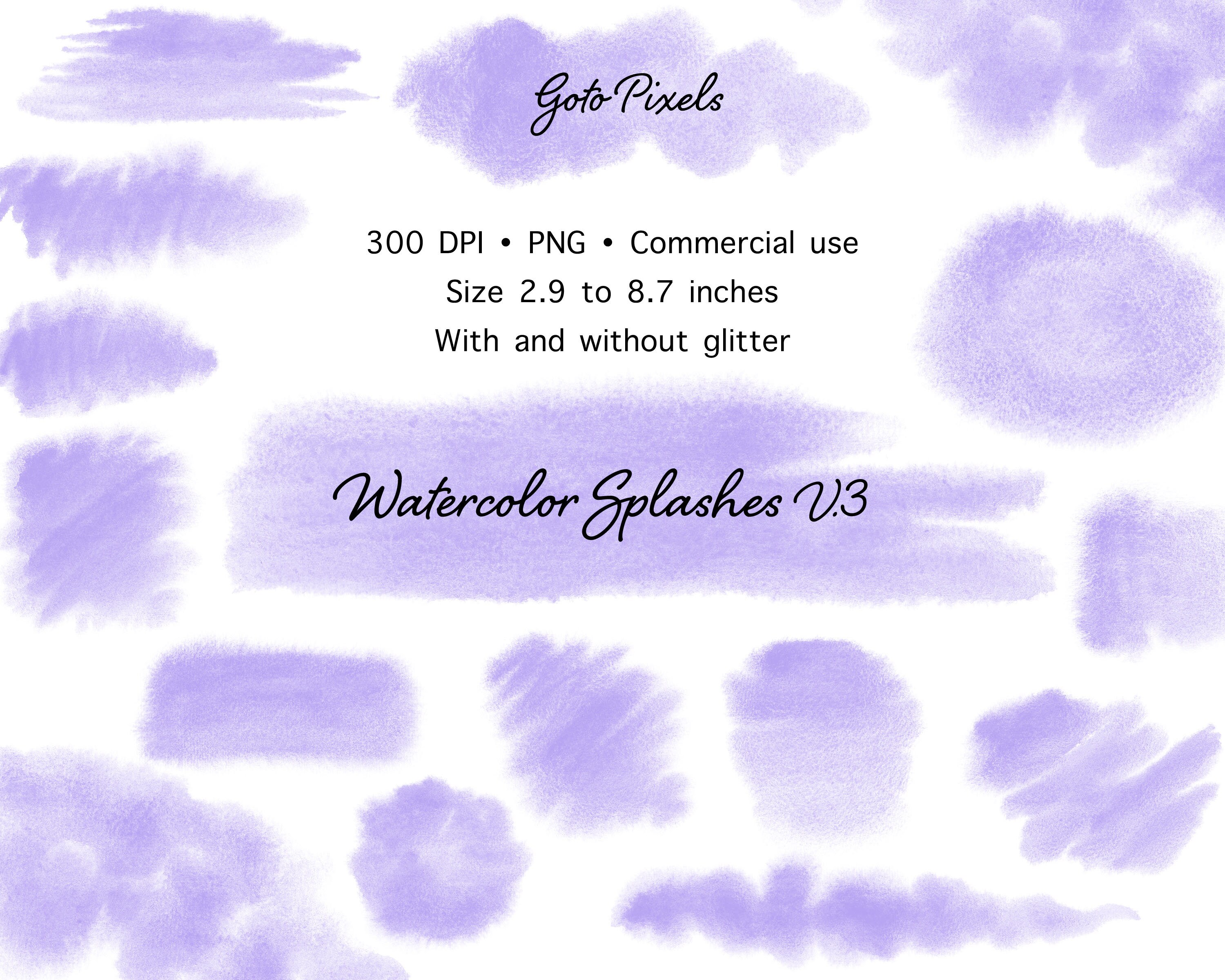 Purple Watercolor Glitter Clipart: Splashes & Splotches (digital PNG ...