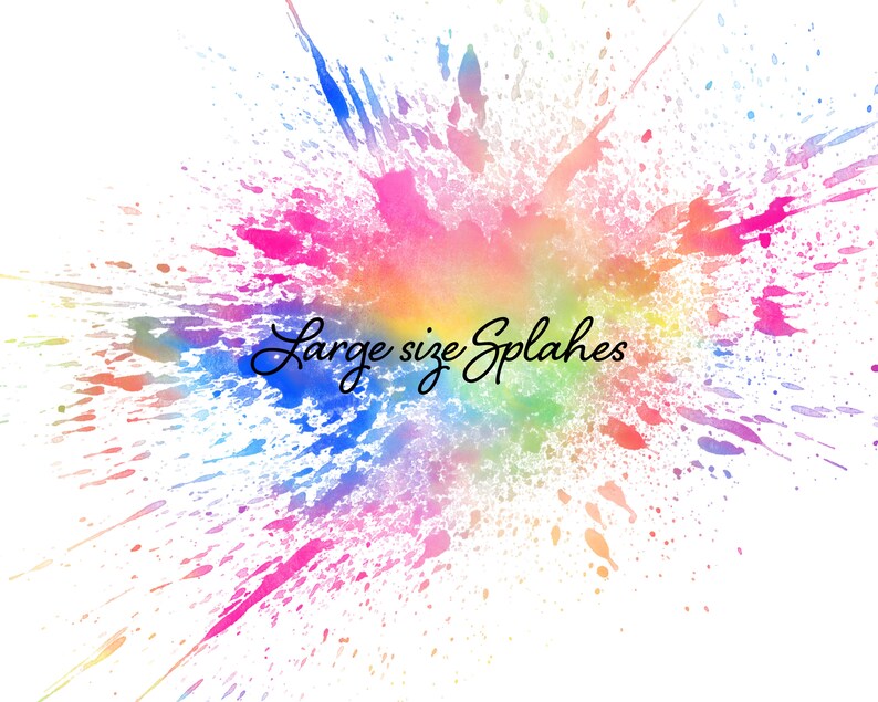 Rainbow Watercolor Glitter Clipart Splashes and Splotches | Etsy