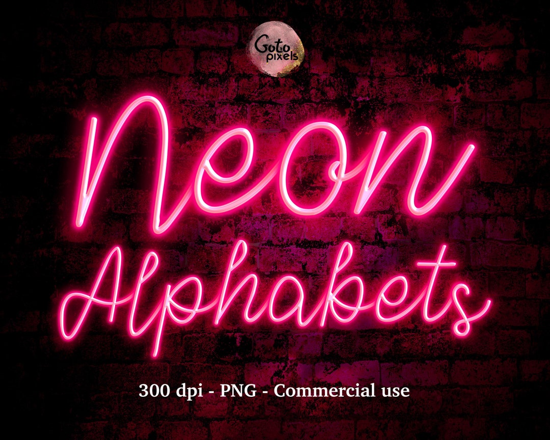 Pink Neon Alphabet Clipart, Neon Letters Clipart, Digital Neon Font ...