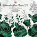 Emerald Rose Clipart: Watercolor Silver Glitter Flowers (digital ...