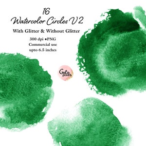 Emerald Green Watercolor Circles With Gold Glitter, Watercolor Circles ...