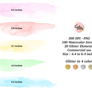 Unicorn Watercolor Brush Strokes Clipart: Rainbow Gold (digital ...