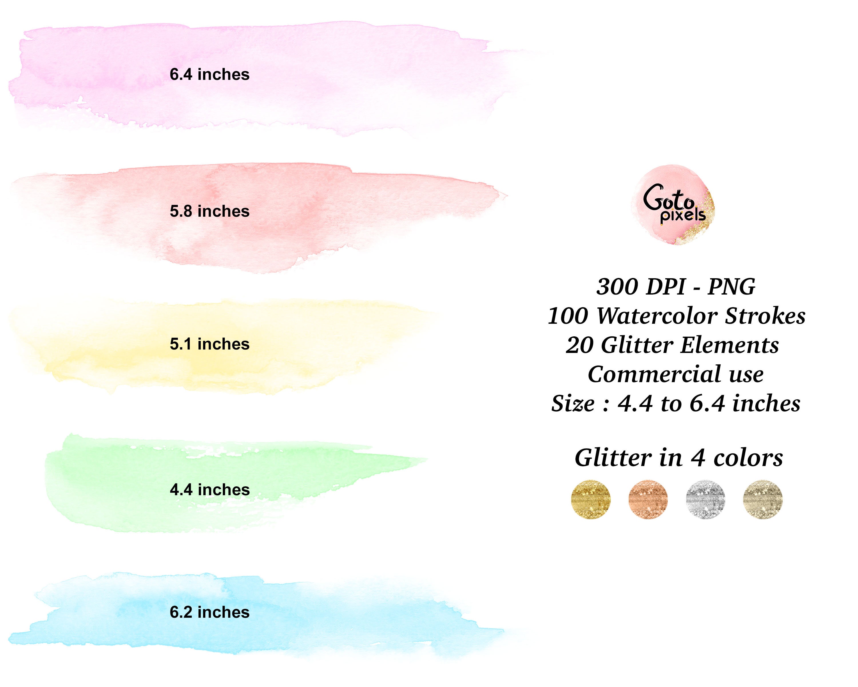 Unicorn Watercolor Brush Strokes Clipart Rainbow and Gold | Etsy