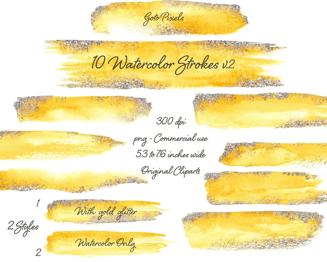 Yellow Watercolor Brush Strokes, Yellow Watercolor Clipart, Splash ...