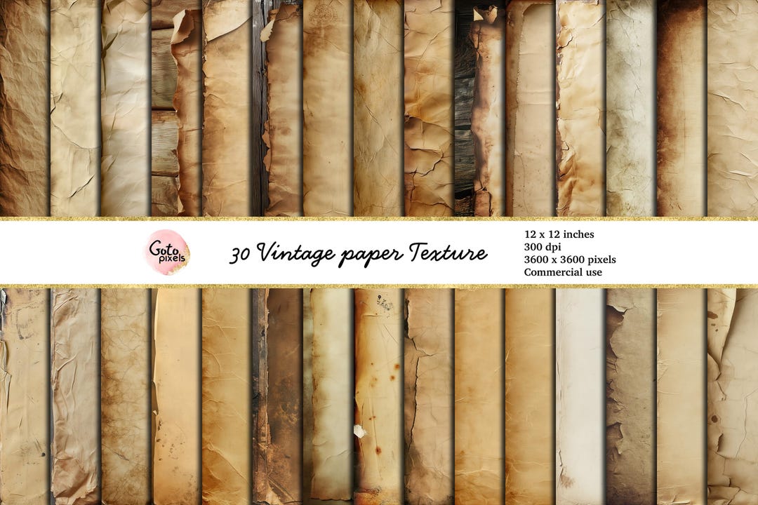 30 Vintage Paper Texture, Old Paper Textures, Digital Paper Pack With ...