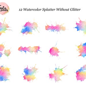 Rainbow Watercolor Splatter Clipart, Splashes and Splotches Clip Art ...
